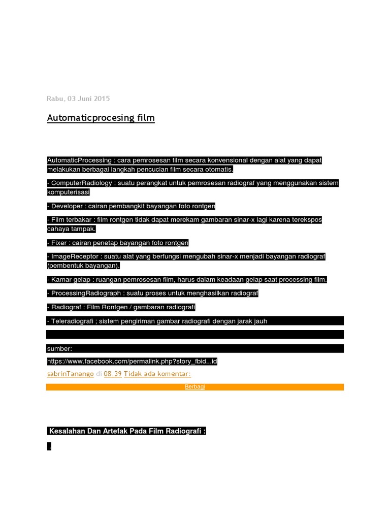 Proses Pencucian Film Radiografi Manual | PDF