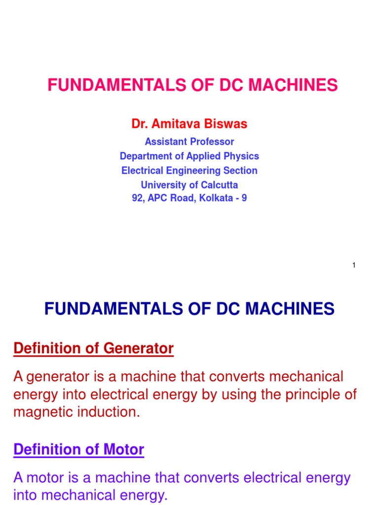 1 Fundamental of DC Machines | PDF | Electric Generator | Magnetic Field