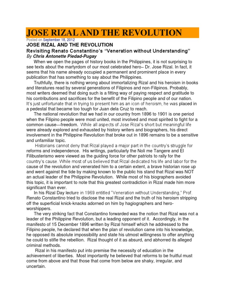 Jose Rizal and The Revolution | PDF | Philippines | Unrest