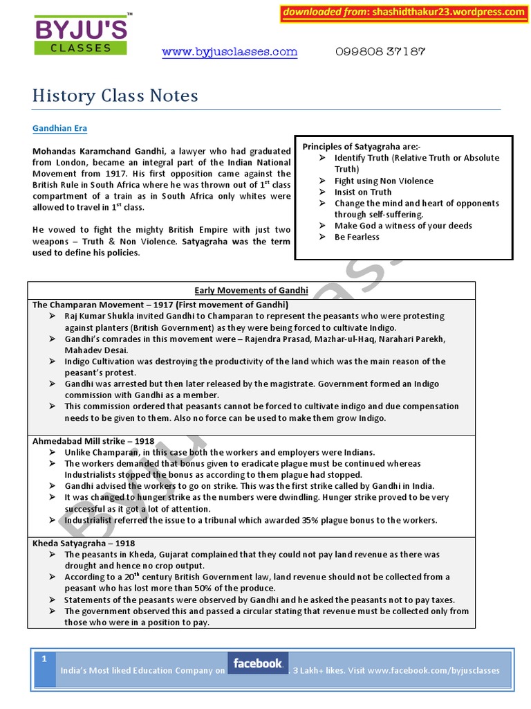 History Lecture 5A Notes Video 5 | PDF | Mahatma Gandhi | British Raj