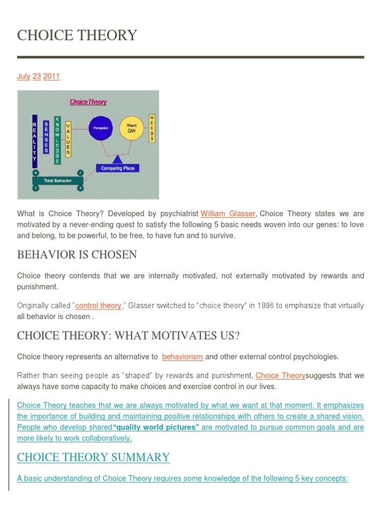 Choice Theory | PDF | Attachment Theory | Emergence