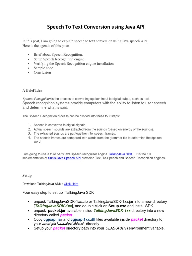 P 0078 Speech To Text Conversion | PDF | Speech Recognition | Java ...