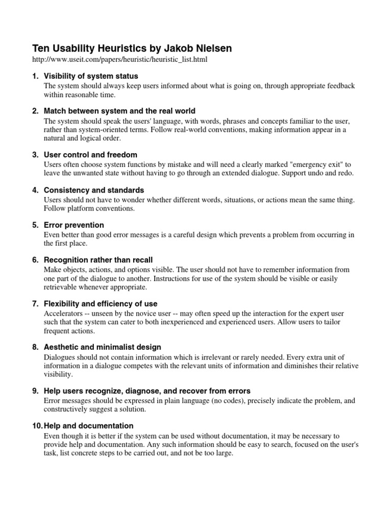 Ten Usability Heuristics PDF | PDF