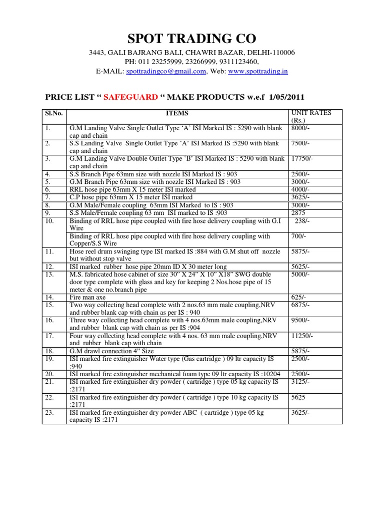 Fire extinguisher price list store
