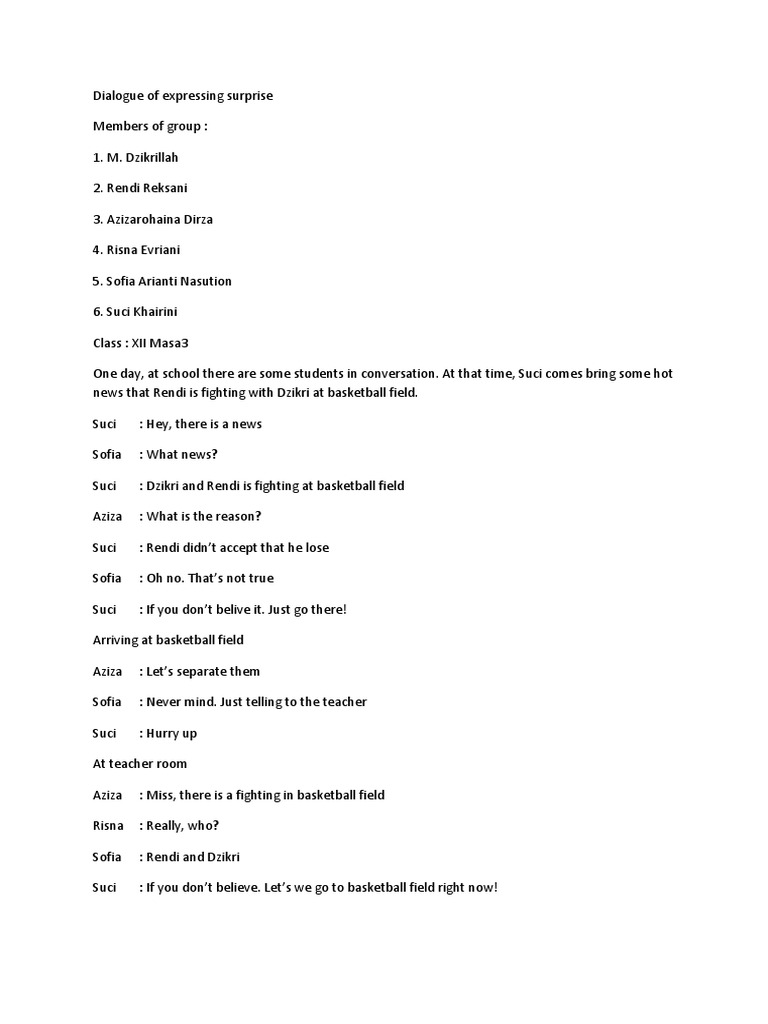 Dialogue of Expressing Surprise | PDF
