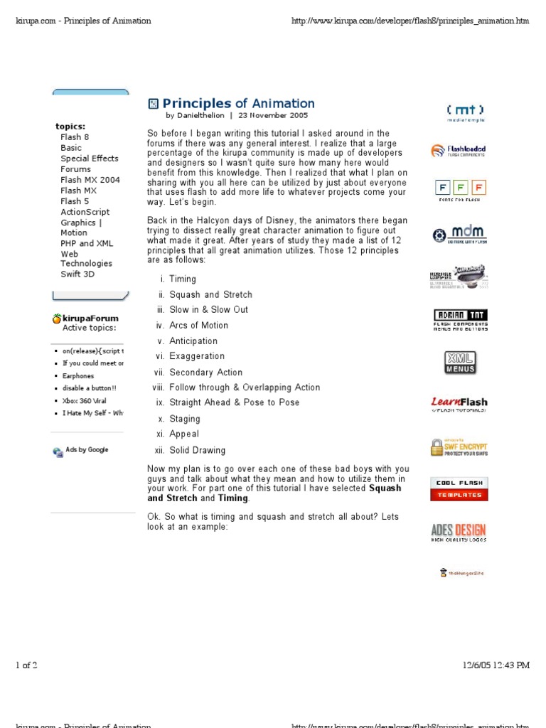 Principles Animation | PDF | Adobe Flash | Animation