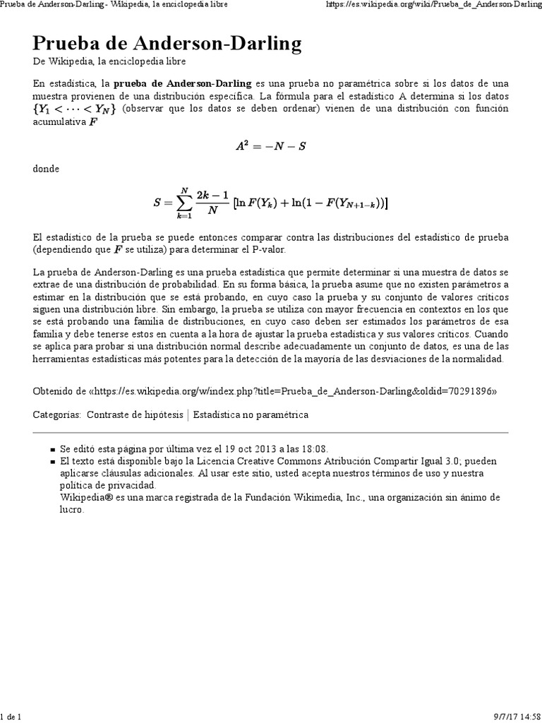 Prueba de Anderson-Darling | PDF | Estadísticas | Informática y tecnología de la información
