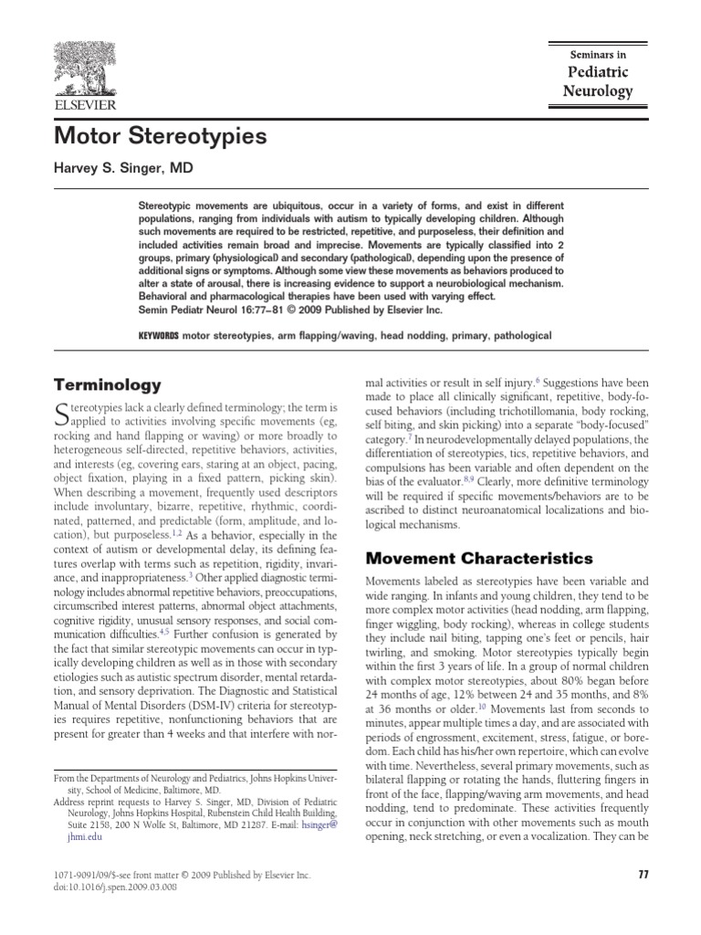 Motor Stereotypies PDF | PDF | Autism | Dopamine