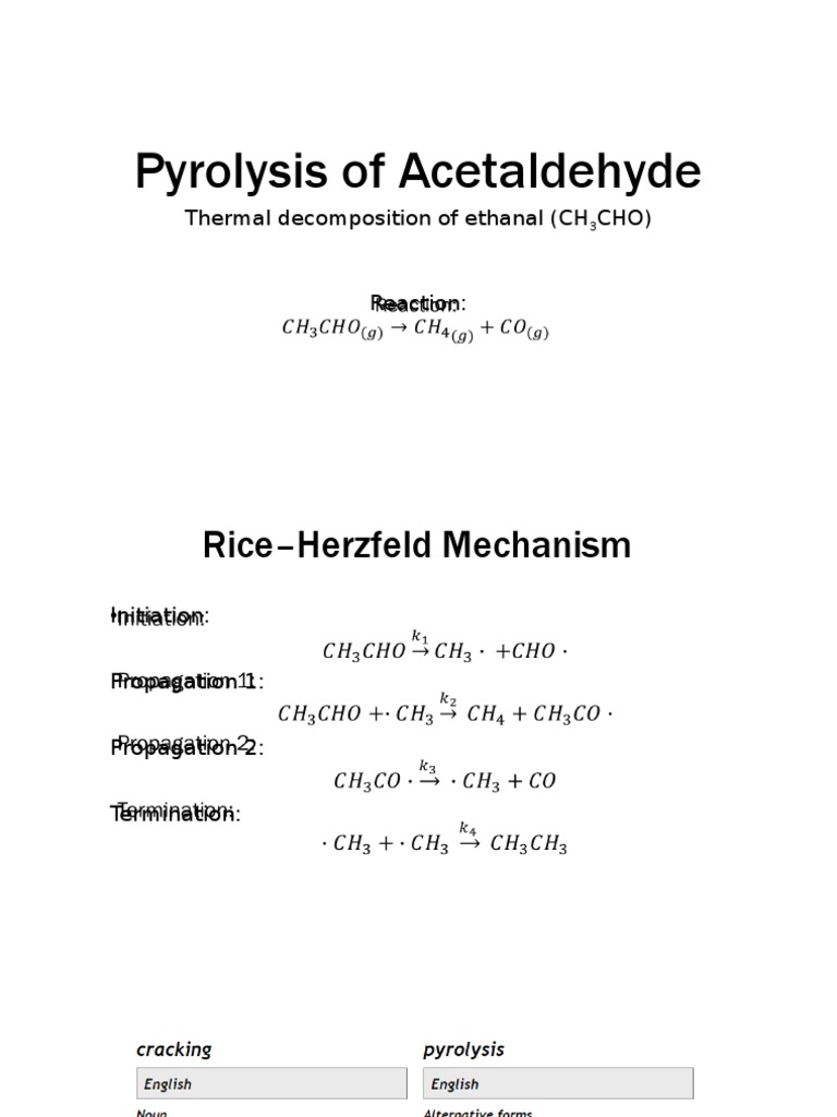 Pyrolysis of Acetaldehyde | PDF | Wellness