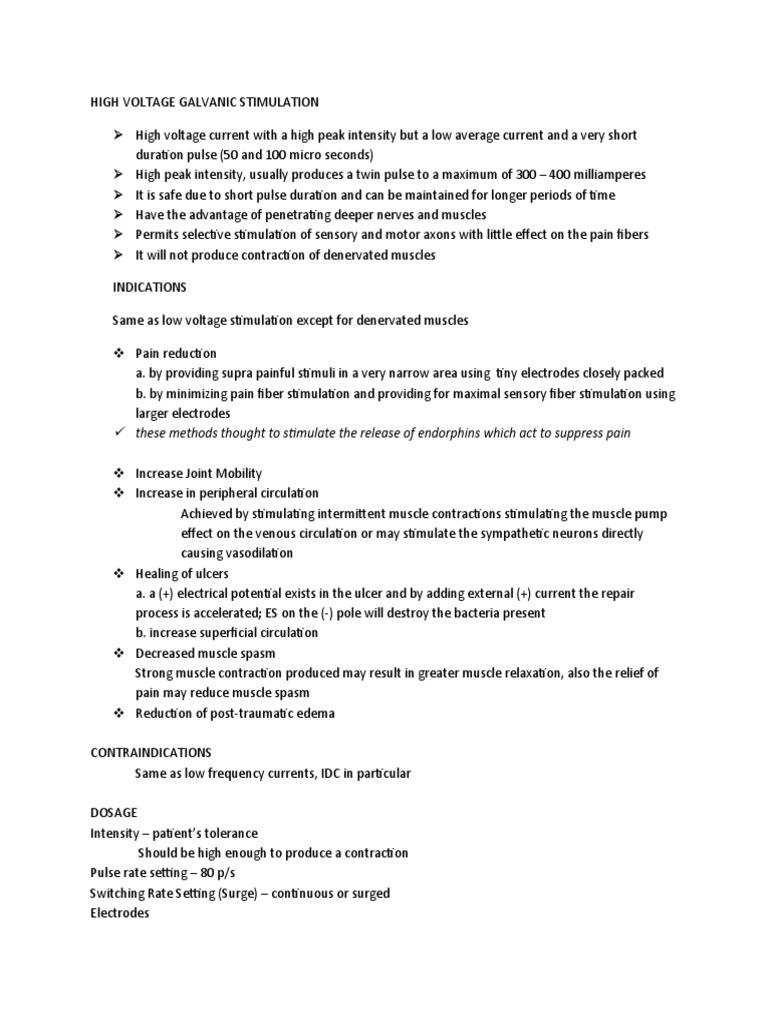 High Voltage Galvanic Stimulation | PDF | Pain | Muscle
