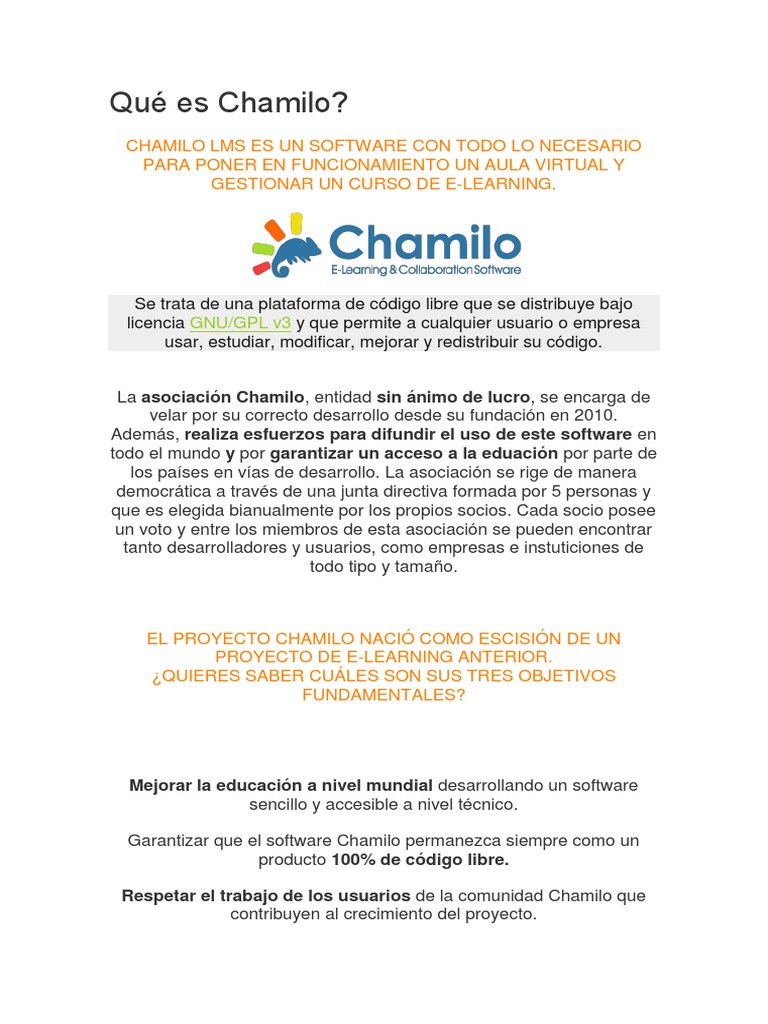 Qué Es Chamilo | PDF | Dispositivos educativos | Obras intelectuales
