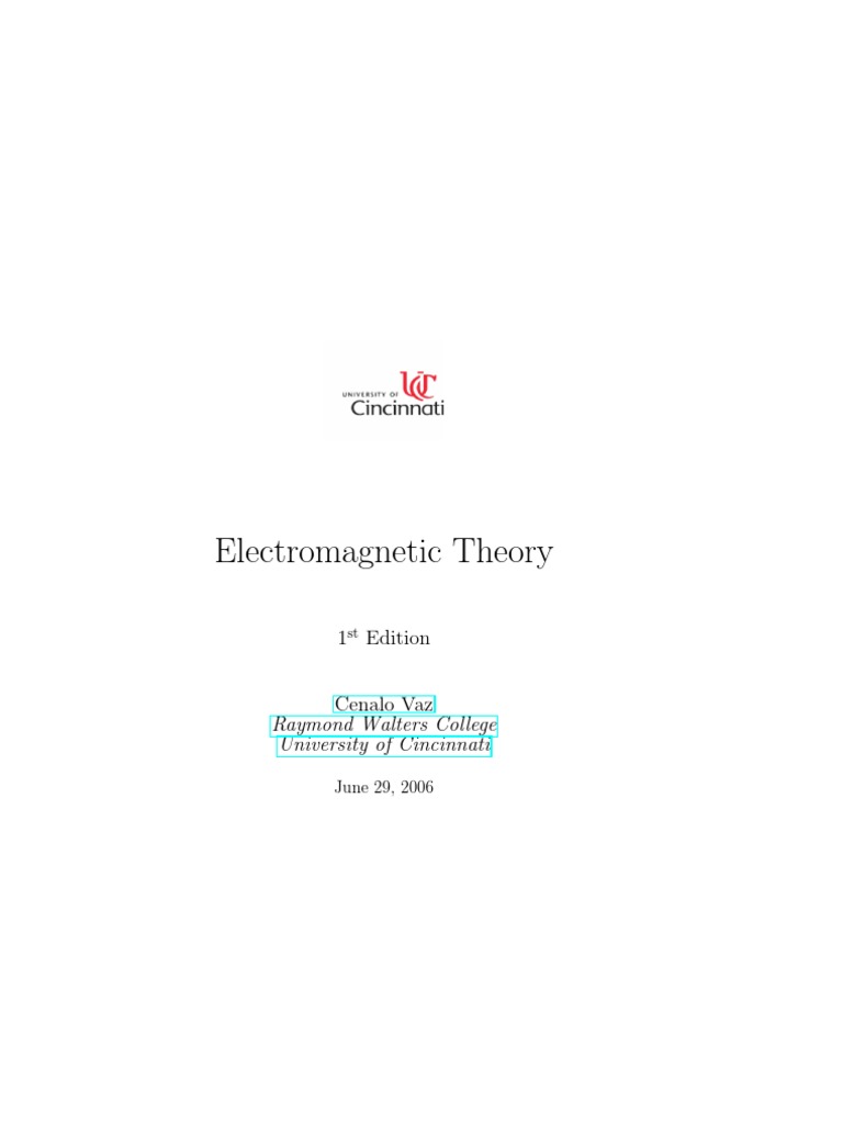 Electromagnetic Theory: Raymond Walters College University of Cincinnati | PDF | Euclidean ...