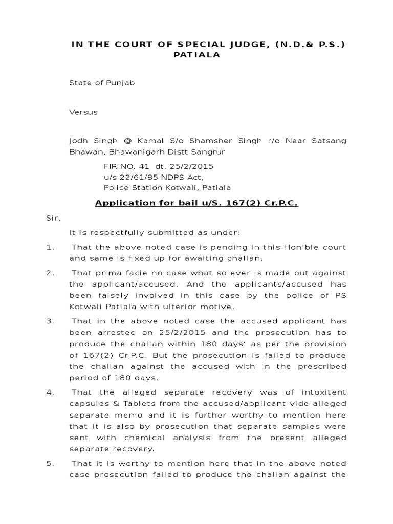 Bail Ndps 167 2 Jodh Singh | PDF | Bail | Misconduct