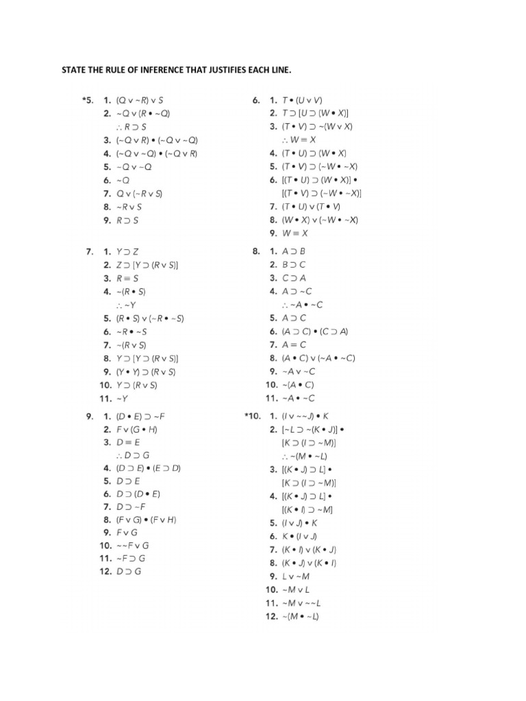 State The Rule of Inference That Justifies Each Line | PDF ...