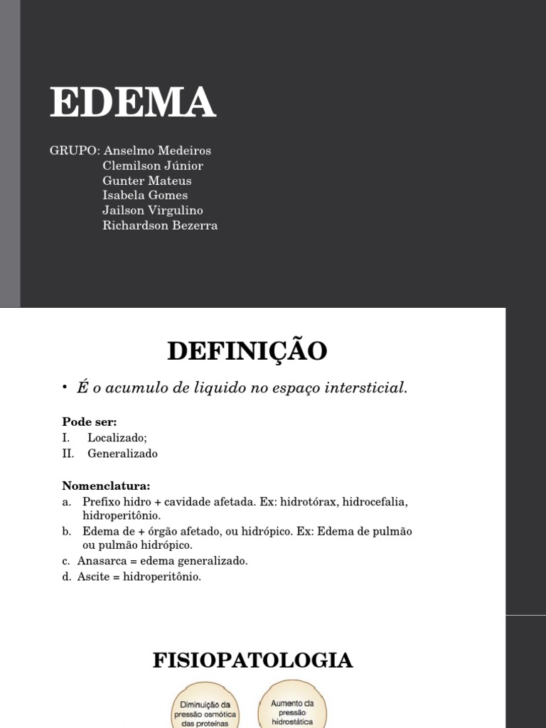 Semiologia e Fisiopatologia Do Edema | PDF | Rim | Inflamação