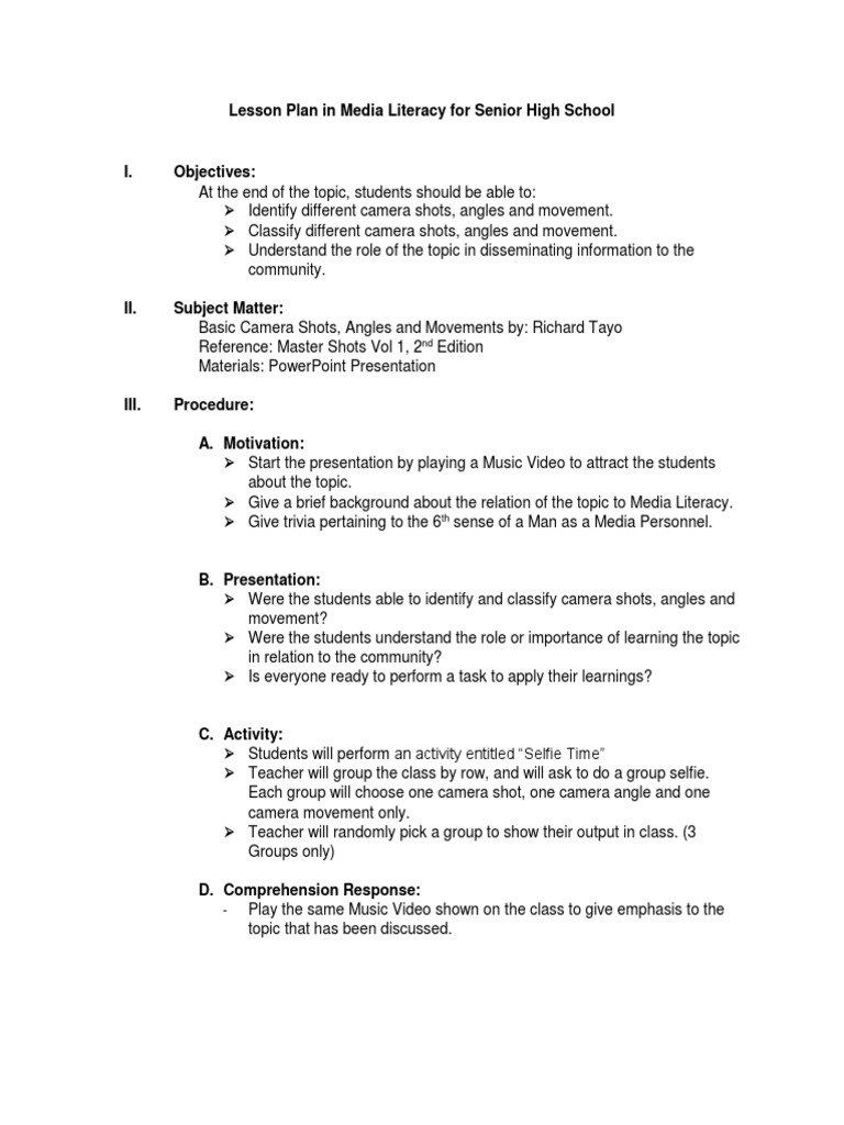 Media Literacy Lesson Plan for Seniors | PDF