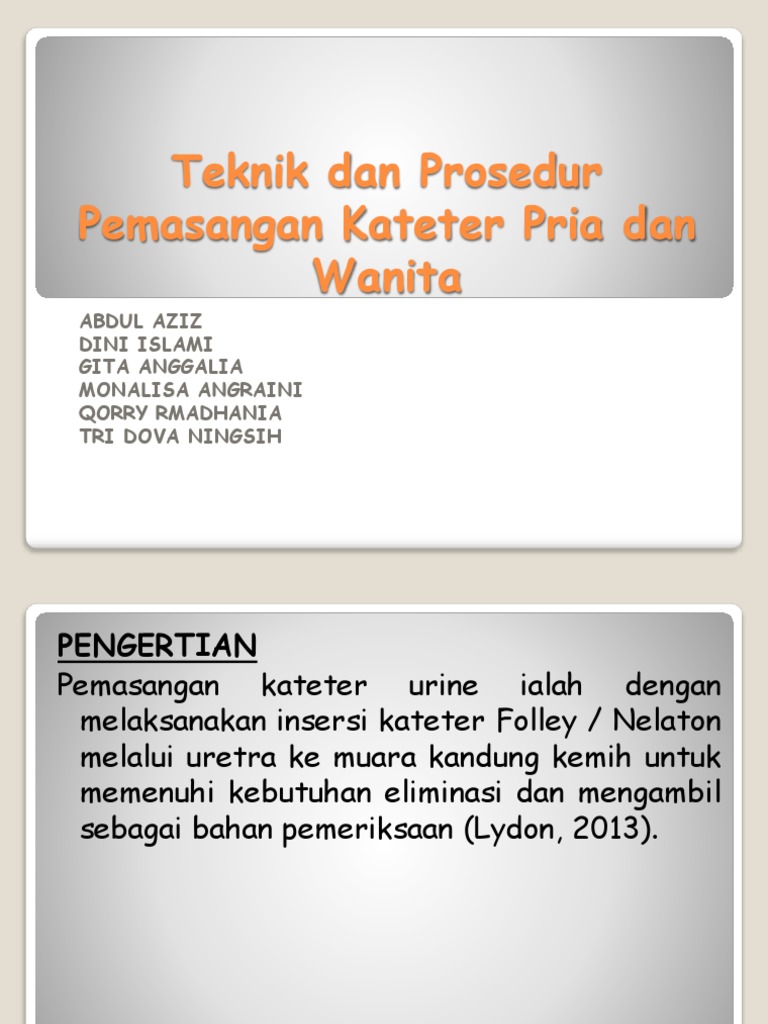 Teknik Dan Prosedur Pemasangan Kateter Pria Dan Wanita | PDF