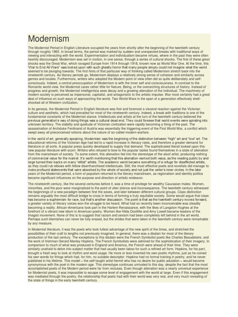 Modernism | PDF | Mrs Dalloway | Literary Modernism