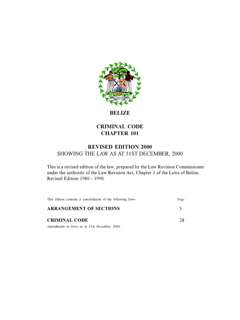 Criminal Code of Belize | PDF | Perjury | Recklessness (Law)