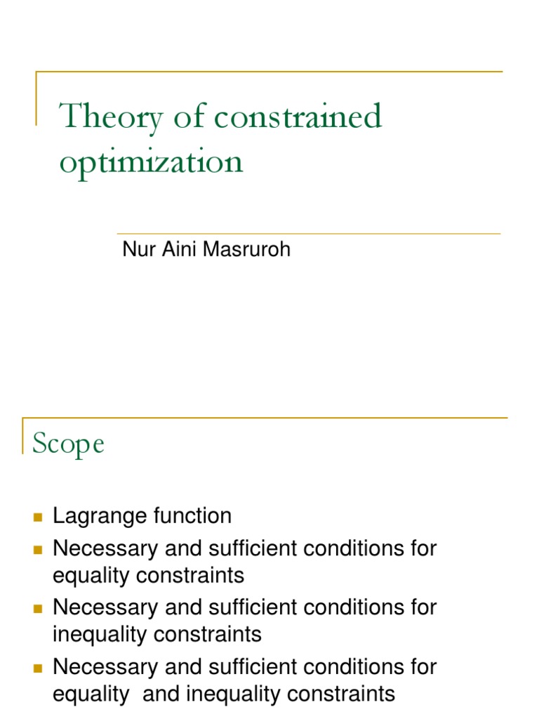 Theory of Constrained Optimization | PDF | Mathematical Optimization ...