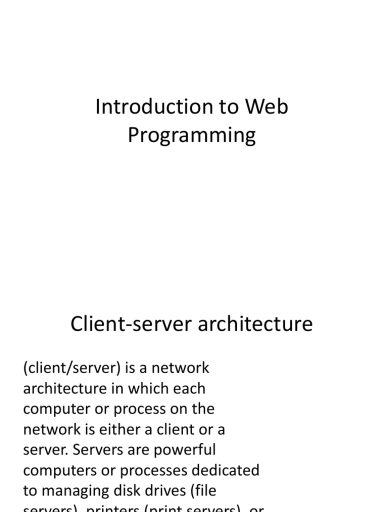Introduction to Client-Server Architecture and Web Technologies | PDF | Java Servlet | Java ...