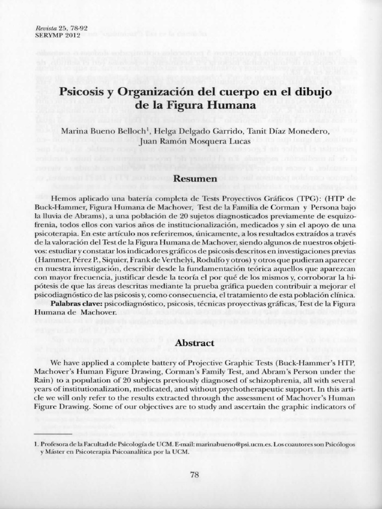 Psicosis y Organización Del Cuerpo en El Dibujo de La Figura Humana | PDF
