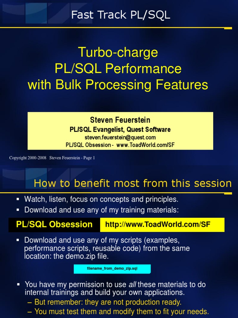 Turbo-Charge PLSQL With Bulk Processing | PDF | Pl/Sql | Sql