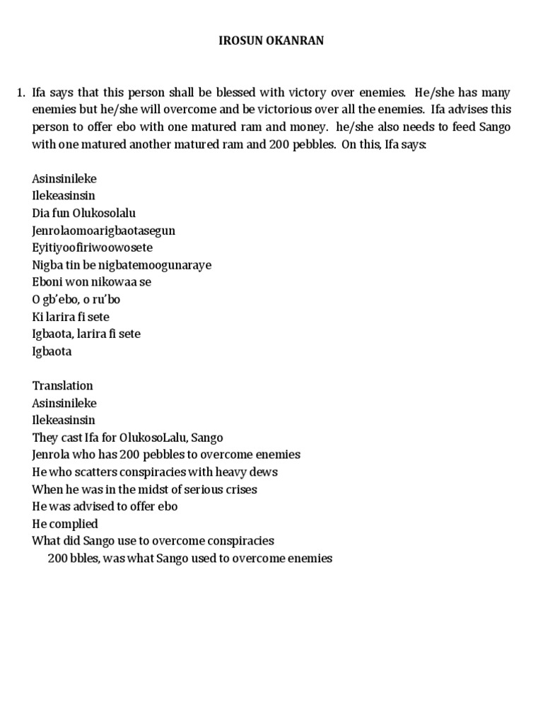 7.IROSUN OKANRAN.docx | Santería | Religion And Belief