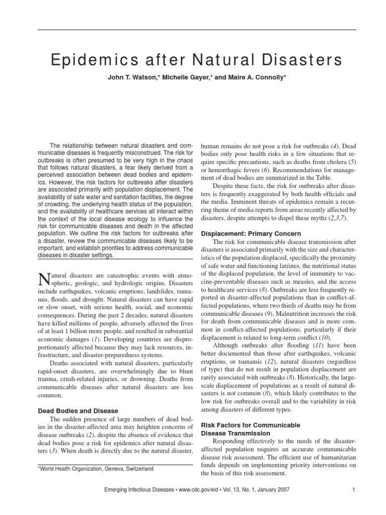 Epidemics After Natural Disasters PDF | PDF | Diarrhea | Natural Disasters