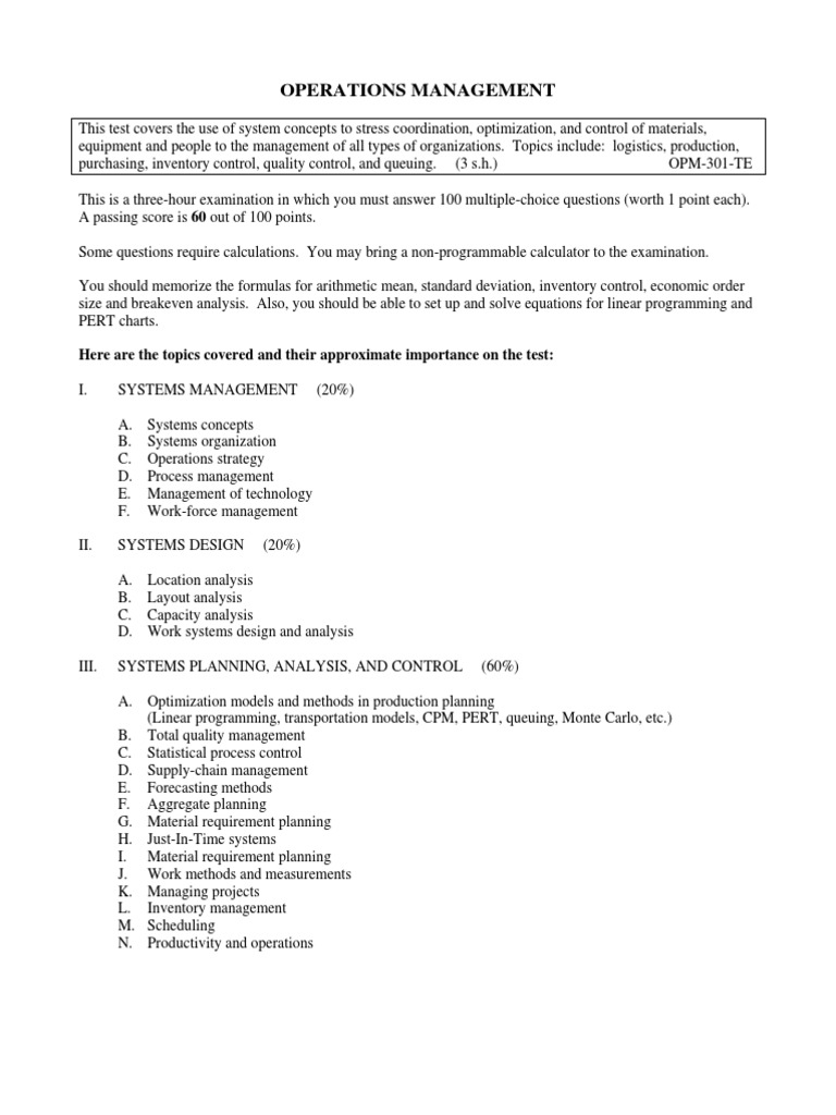 Operations Management: Here Are The Topics Covered and Their ...