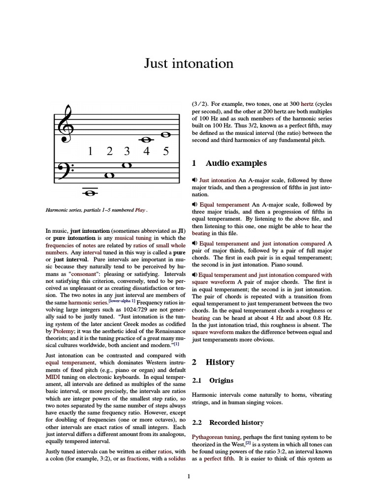 Just Intonation | PDF | Interval (Music) | Scale (Music)
