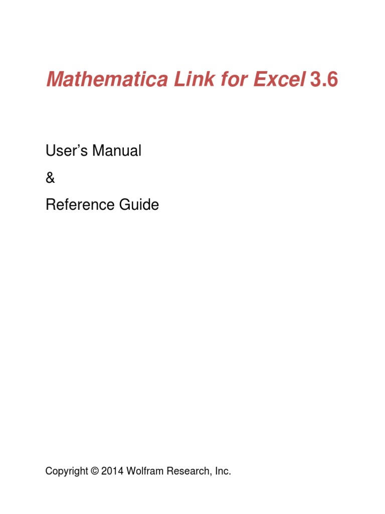 Mathematica Link For Excel MANUAL | PDF | Microsoft Excel | Parameter (Computer Programming)