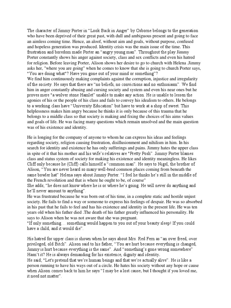 The Character of Jimmy Porter in | PDF | Science | Philosophical Science