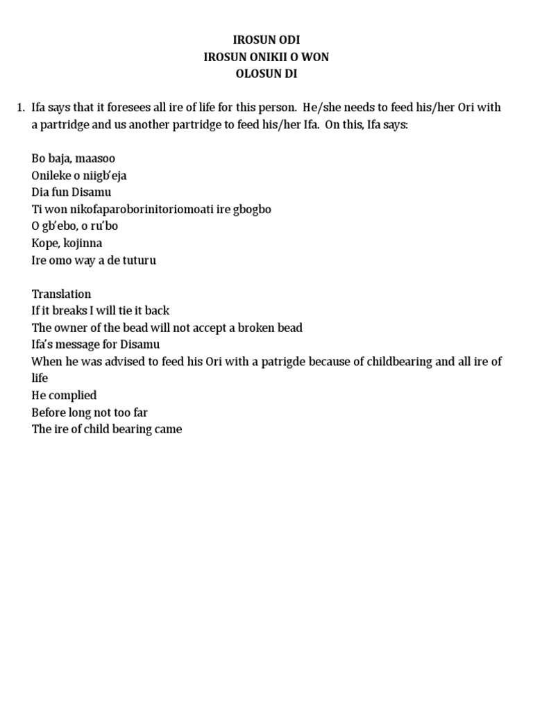 4.Irosun Odi | Santería | Religion And Belief