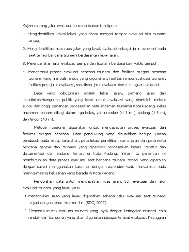 Jalur Evakuasi Tsunami Kota Padang | PDF