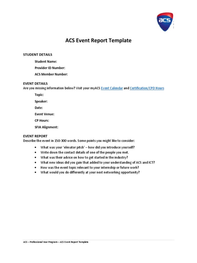 ACS Events Template 27-4-2017 | PDF | Business