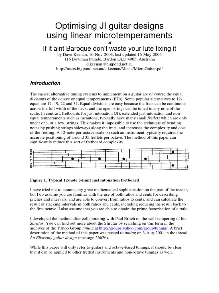 Just Intonation Guitar Designs+Linear Microtemperaments | PDF ...