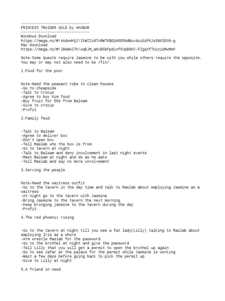 Princess Trainer Gold Walkthrough - Akabur