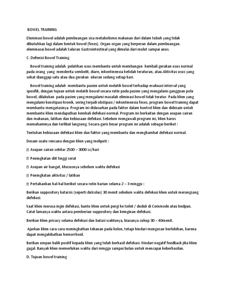 Melakukan Bowel Training | PDF