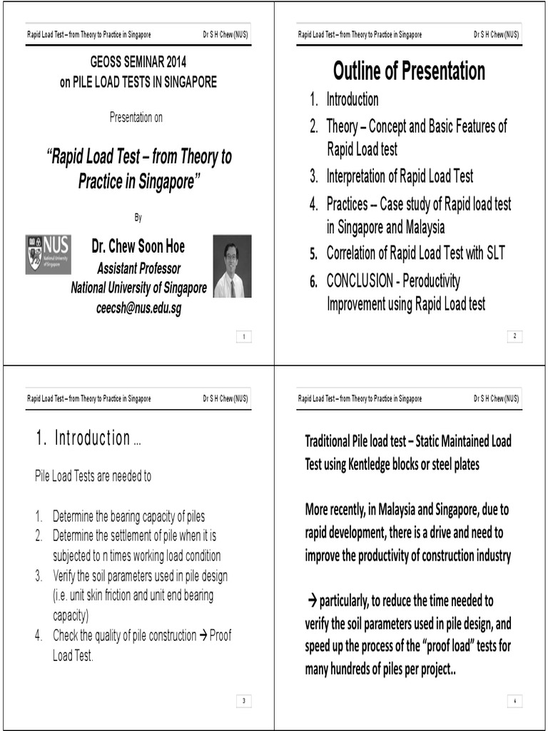 Rapid Pile Load Test From Theory To Practices DR Chew | PDF | Deep ...