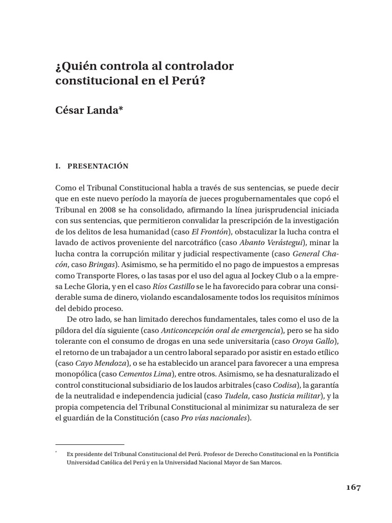 Quien Controla Al Controlador | PDF | Caso de ley | Derecho Constitucional