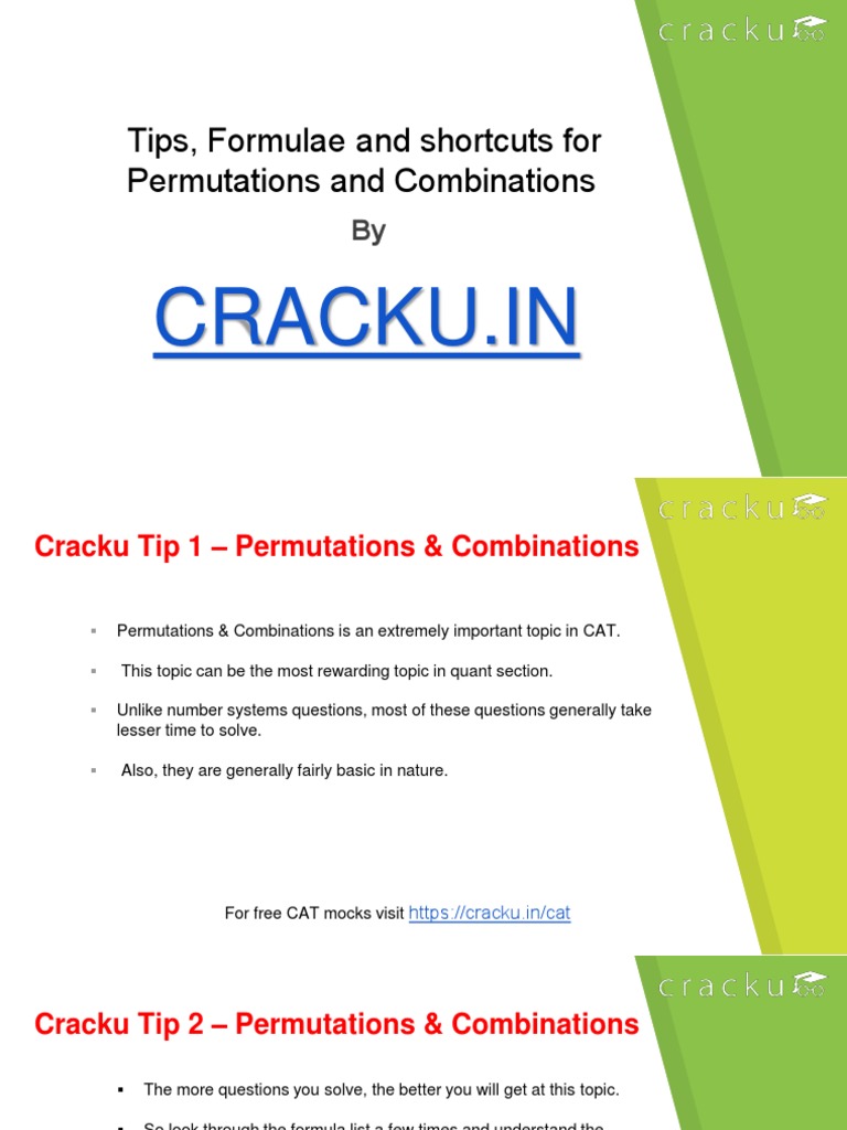 Permuatations and Combinations Formulas PDF | PDF | Permutation | Algebra
