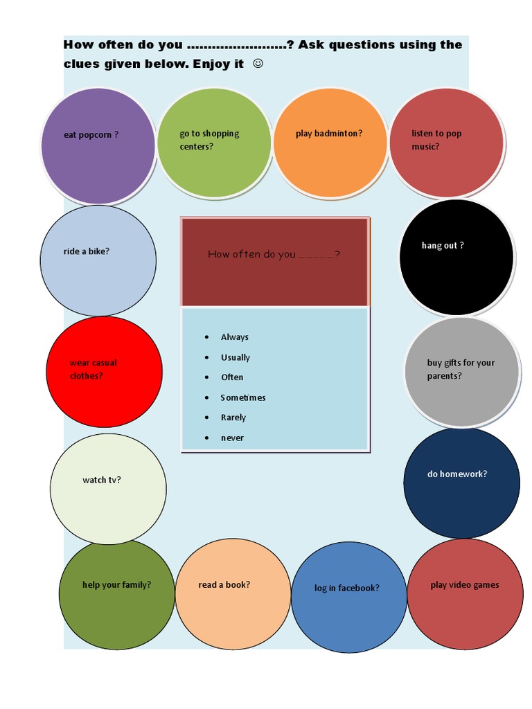 Frequency of Everyday Activities Quiz | PDF | Games & Activities | Self ...