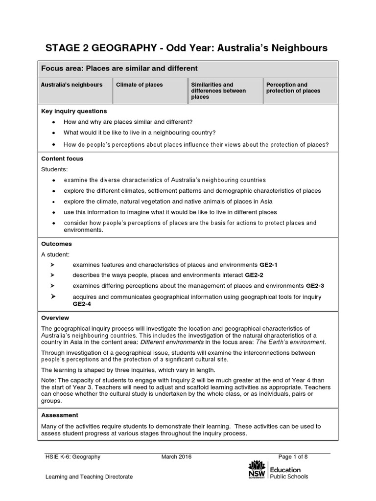 Stage 2 Geography Unit - Odd Year - Australia 27s Neighbours 3 ...