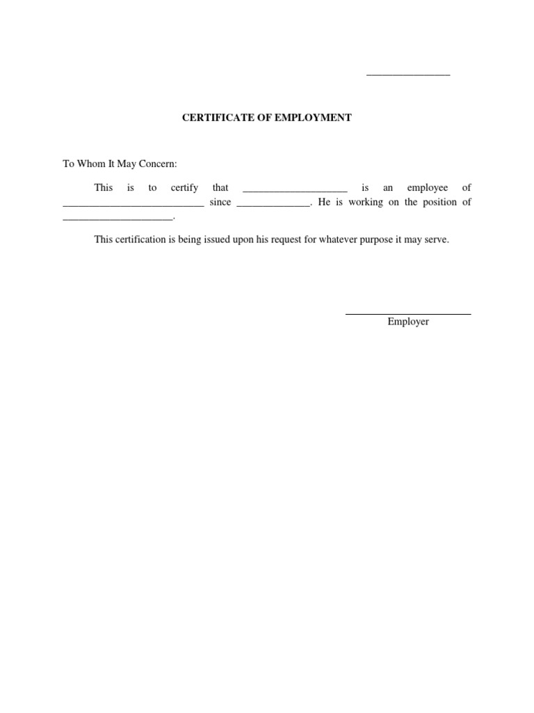 Employment Certification | PDF