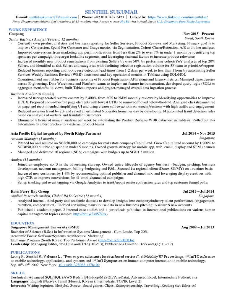 Senthil Sukumar - Resume | PDF | Analytics | Advertising