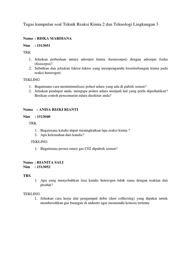 Kumpulan Soal TRK 2 & Tekling | PDF