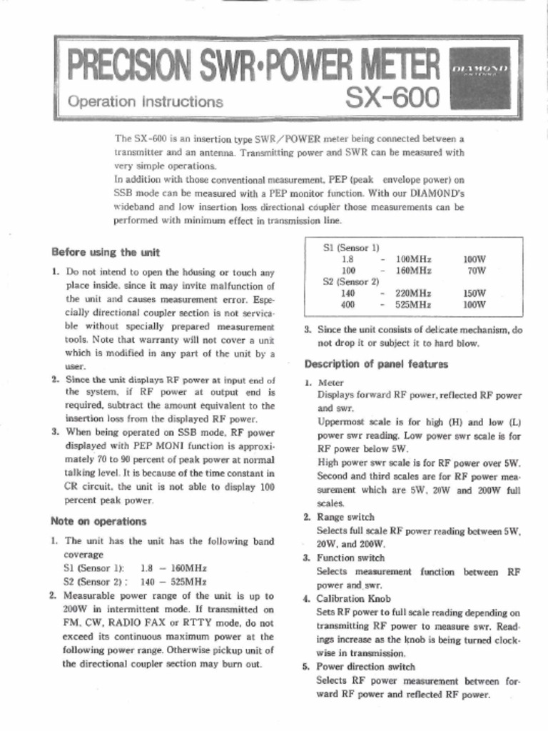 SX-600 Manual PDF | PDF