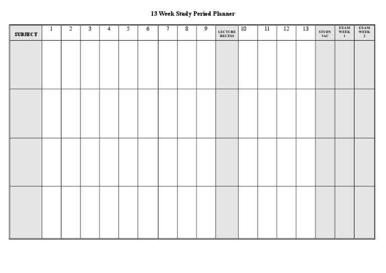 13 Week Study Planner | PDF