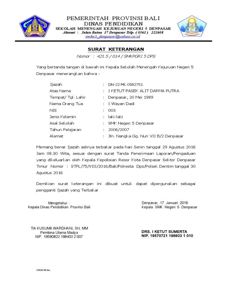 Kop Surat Provinsi 2017 | PDF